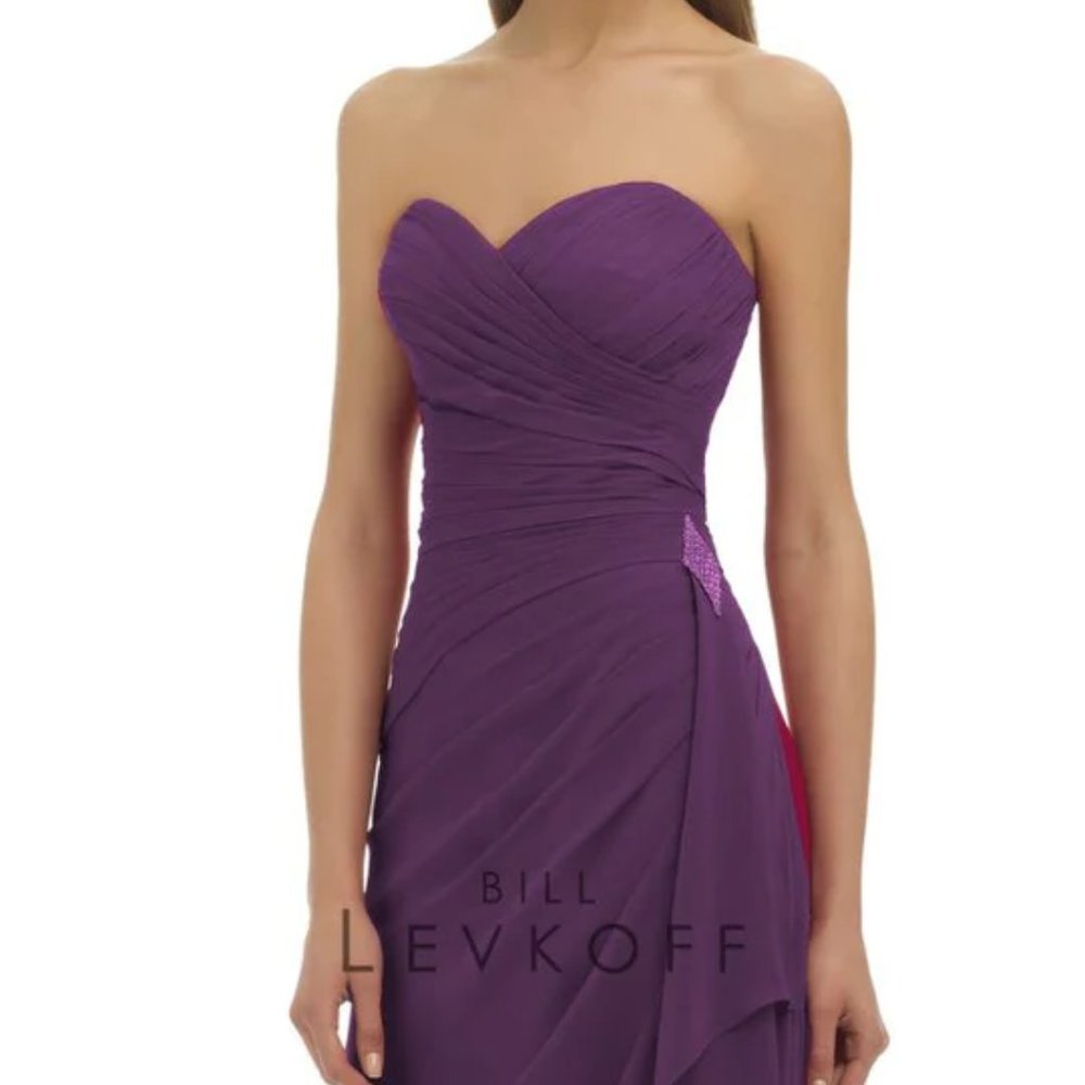 Bill Levkoff Chiffon Strapless Gown - Gem